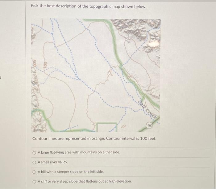 Solved Pick the best description of the topographic map | Chegg.com
