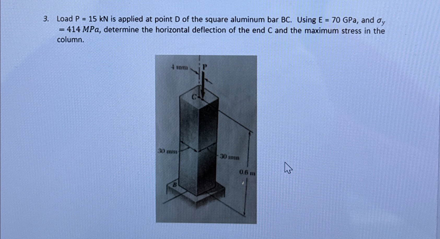 Solved Load P=15kN ﻿is applied at point D ﻿of the square | Chegg.com