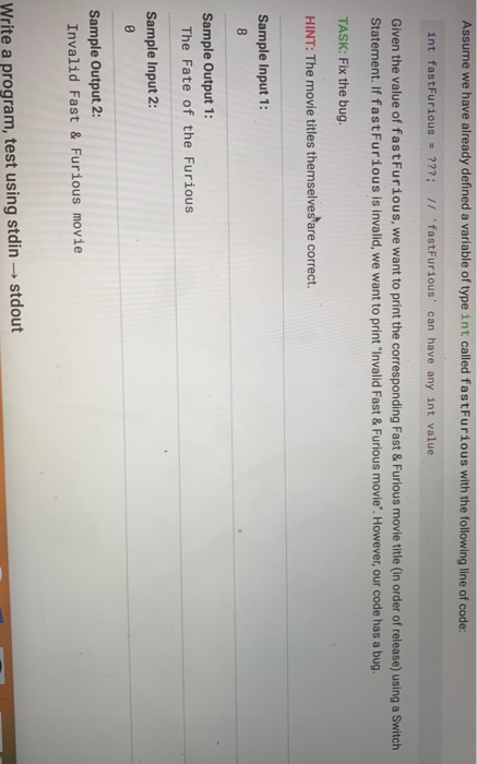 Solved Assume we have already defined a variable of type int | Chegg.com