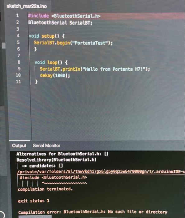 Solved hello, trying to connect my two portentas via | Chegg.com