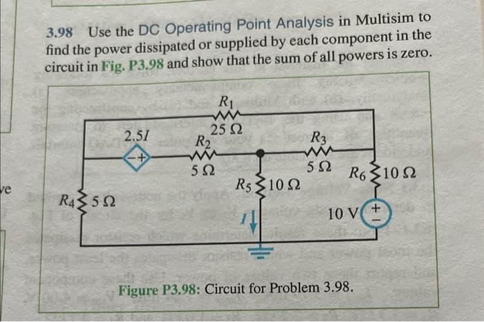 Solved 3.98 Use the DC Operating Point Analysis in Multisim | Chegg.com