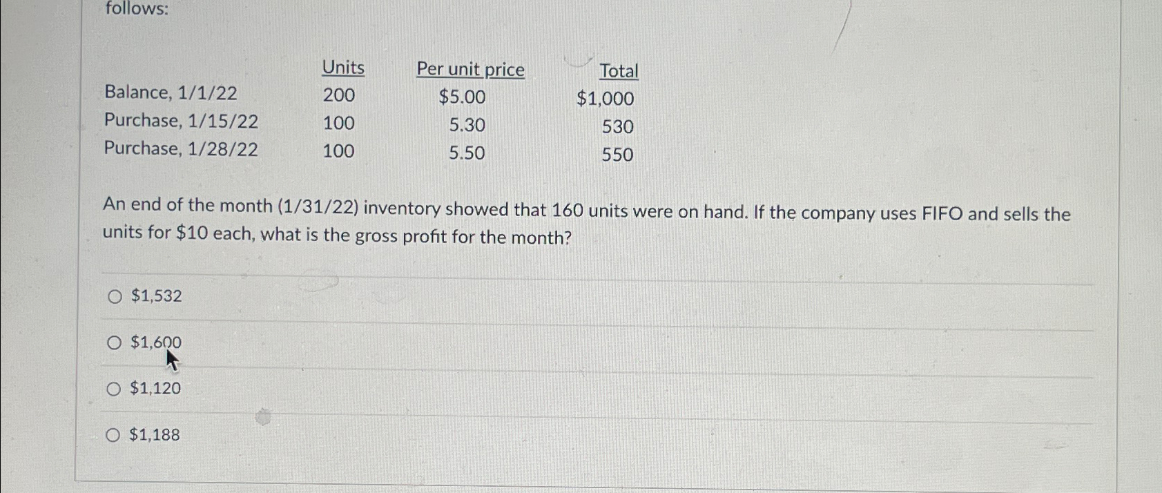 Solved follows:\table[[,(),,Per unit | Chegg.com