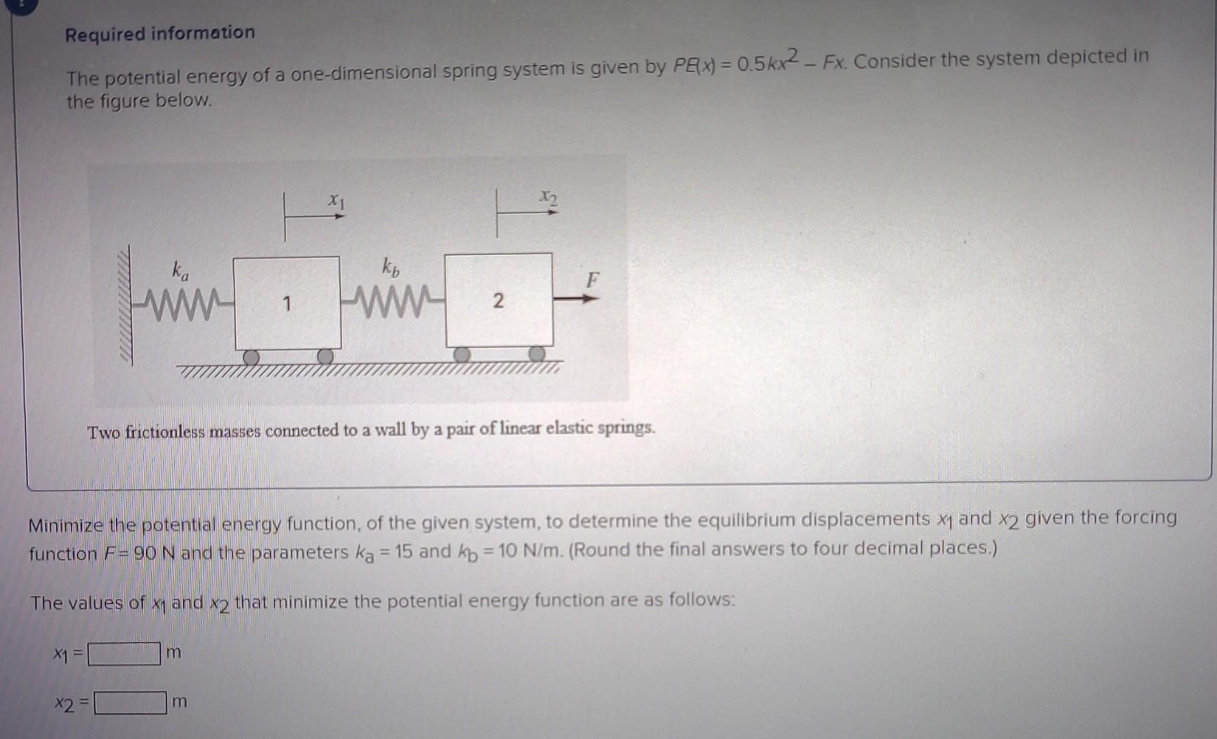Solved Required information The potential energy of a | Chegg.com