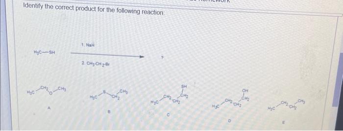 Solved Identify the correct product for the following | Chegg.com