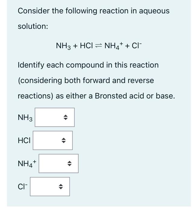 Solved Consider the following reaction in aqueous solution: | Chegg.com