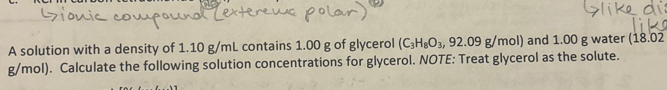 Solved A solution with a density of 1.10gmL ﻿contains 1.00g | Chegg.com