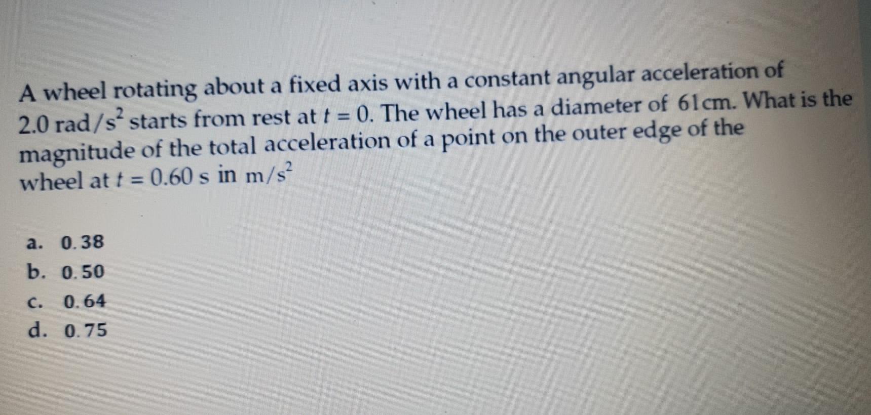 Solved A wheel rotating about a fixed axis with a constant | Chegg.com