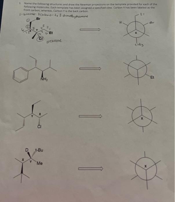 1. Name the following structures and draw the Newman | Chegg.com
