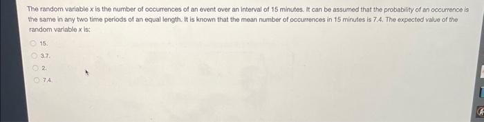 Solved The random variable x is the number of occurrences of | Chegg.com