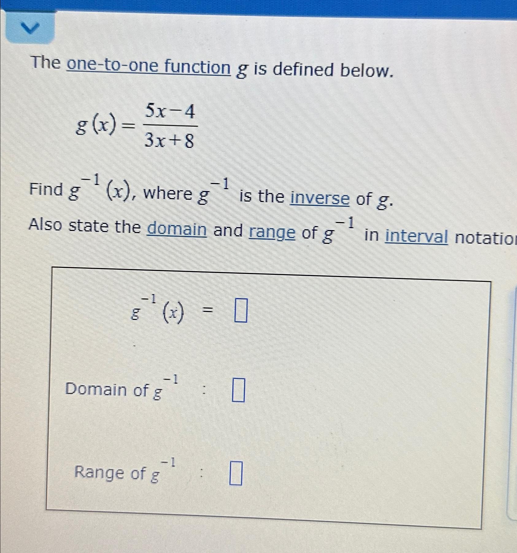 Solved The one-to-one function g ﻿is defined | Chegg.com