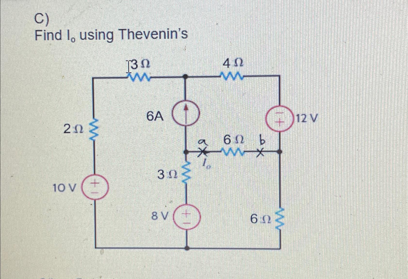 Solved C)Find I0 ﻿using Thevenin's | Chegg.com