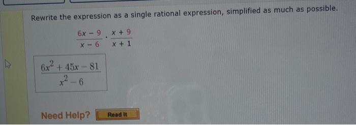Solved Rewrite the expression as a single rational | Chegg.com