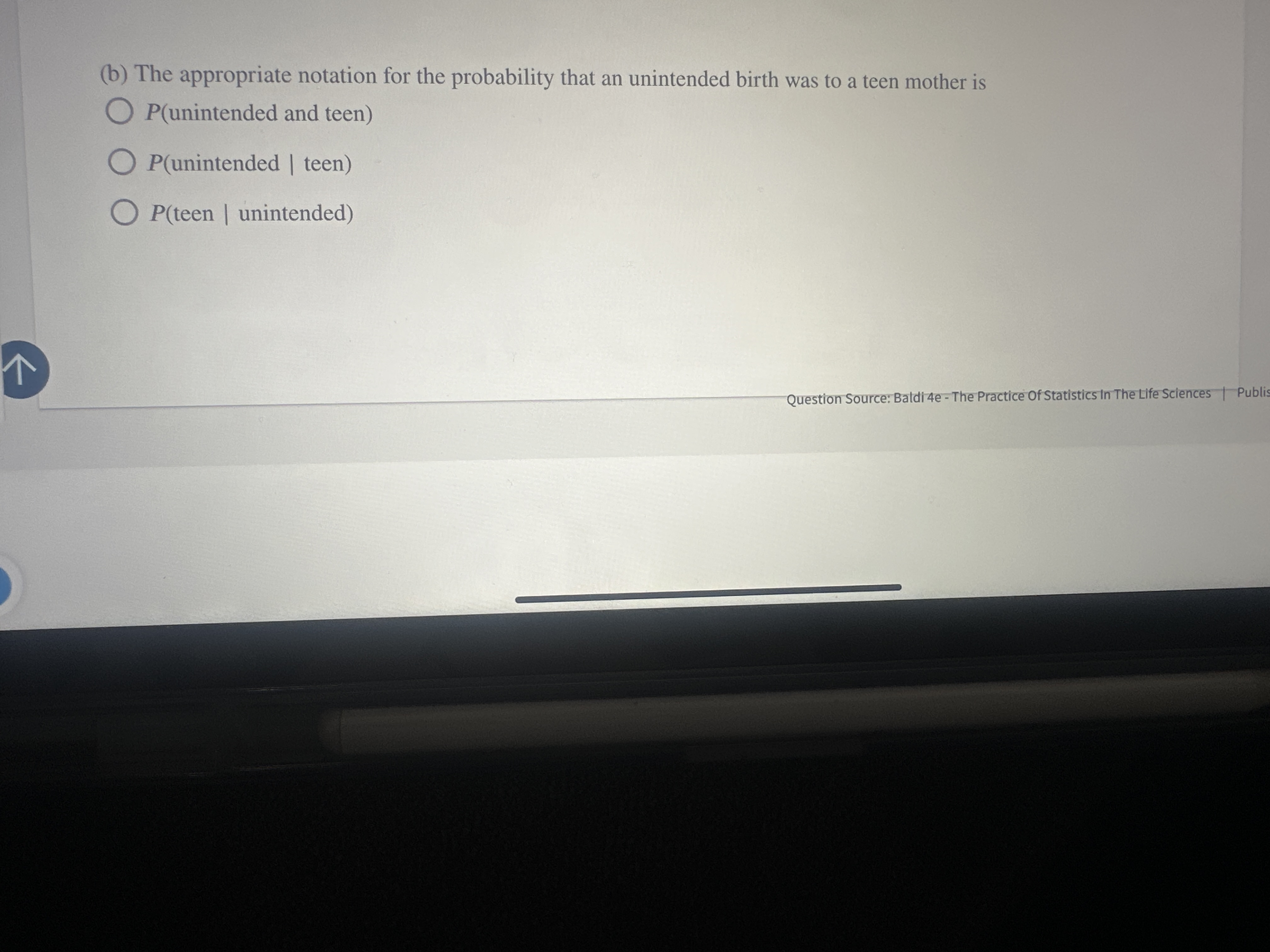 Solved (b) ﻿The appropriate notation for the probability | Chegg.com