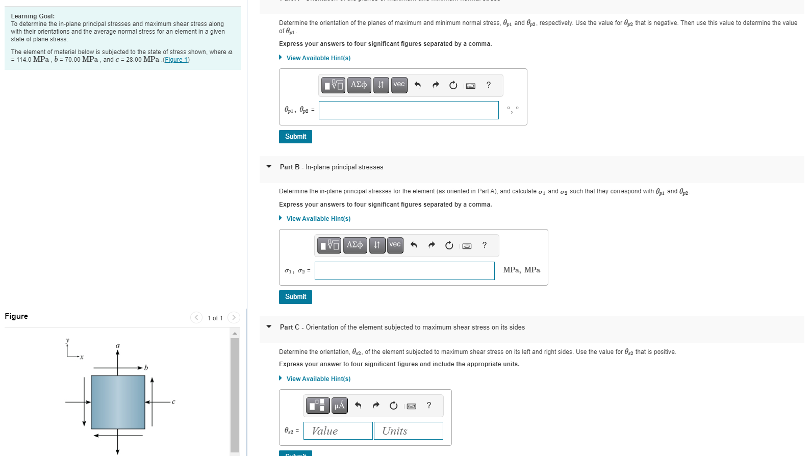 Solved Learning Goal:To determine the in-plane principal | Chegg.com