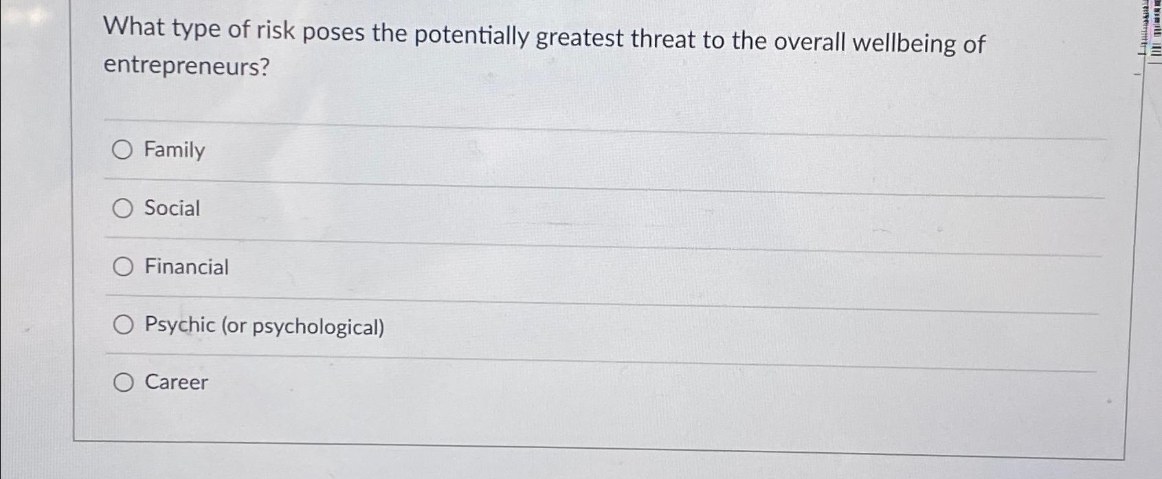 Solved What type of risk poses the potentially greatest | Chegg.com
