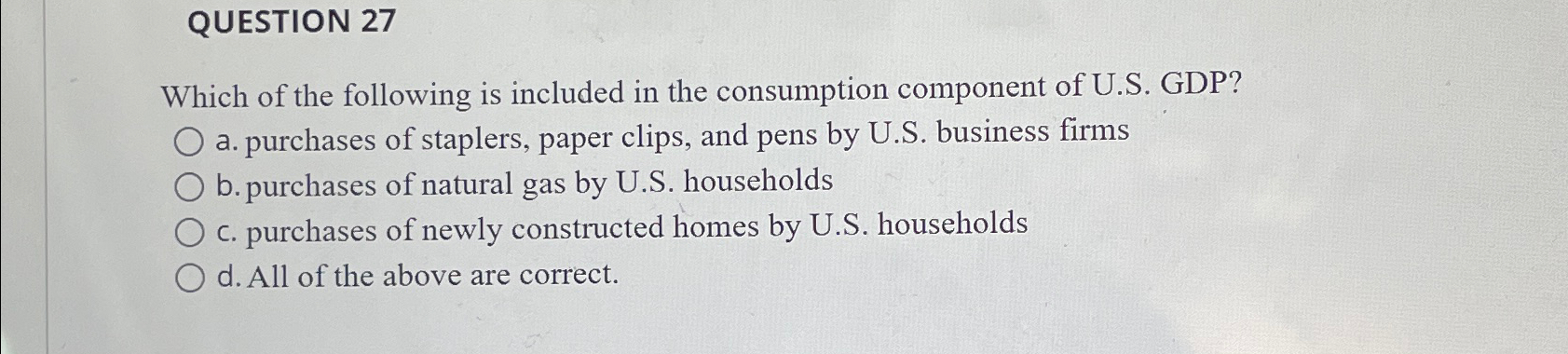 Solved QUESTION 27Which of the following is included in the | Chegg.com