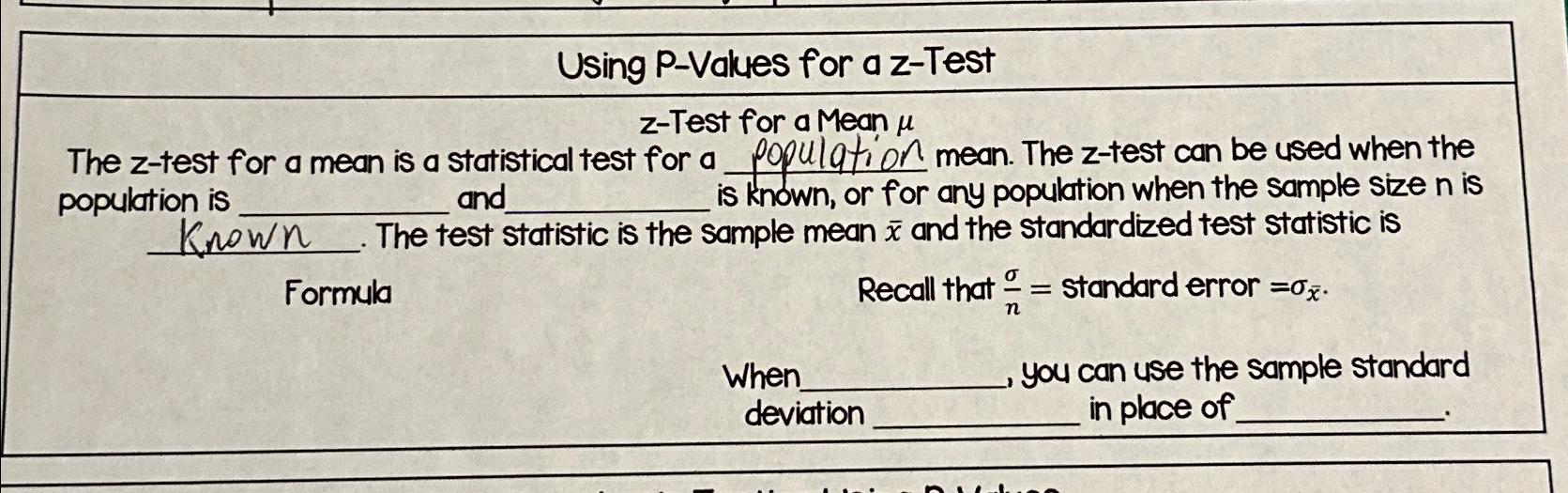Solved Using P-Values for a z-Testz-Test for a Mean μThe | Chegg.com