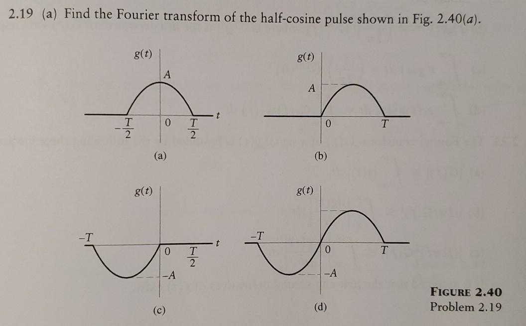 Solved 2.19 (a) Find the Fourier transform of the | Chegg.com