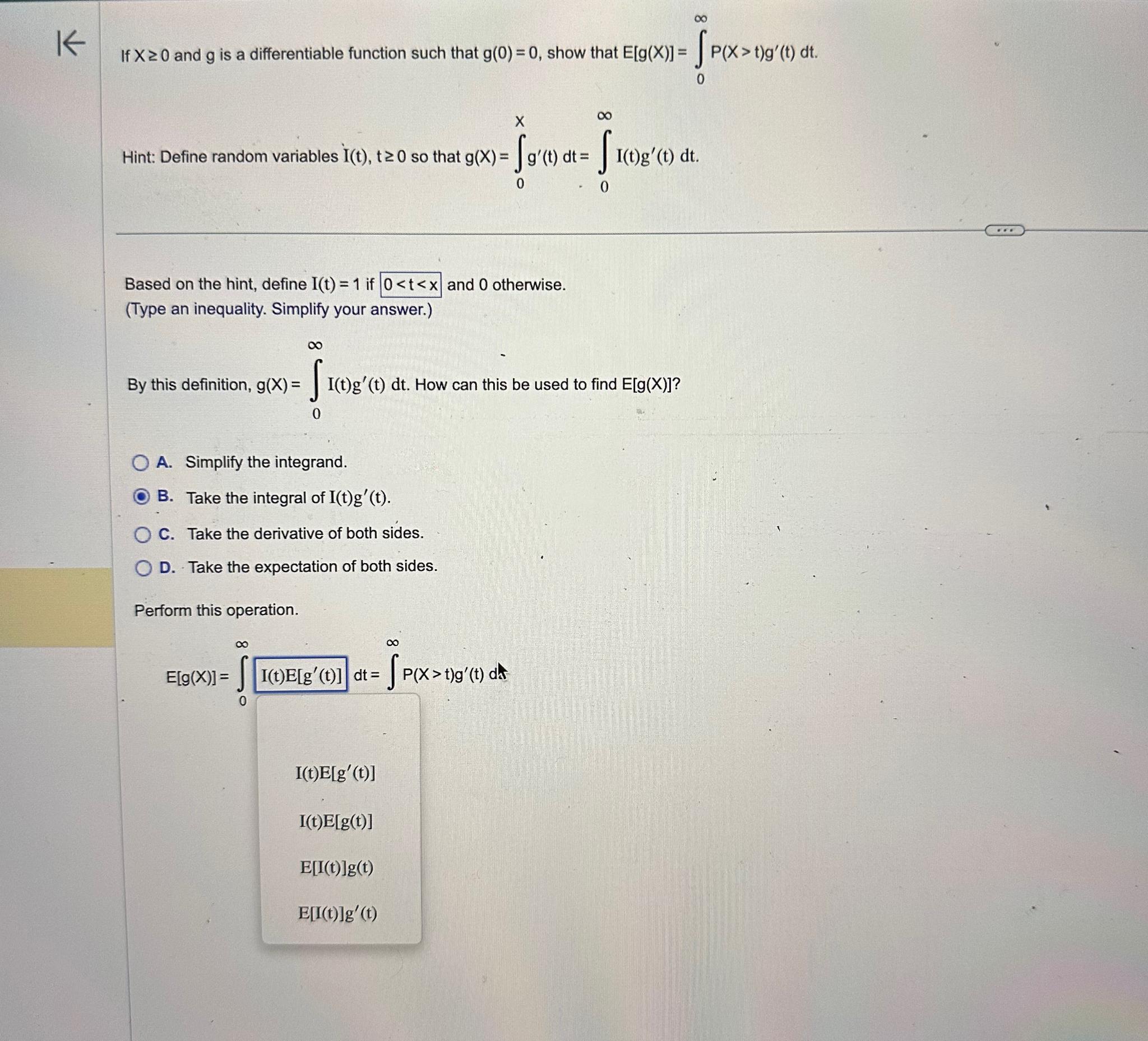 Solved I If x≥0 ﻿and g ﻿is a differentiable function such | Chegg.com
