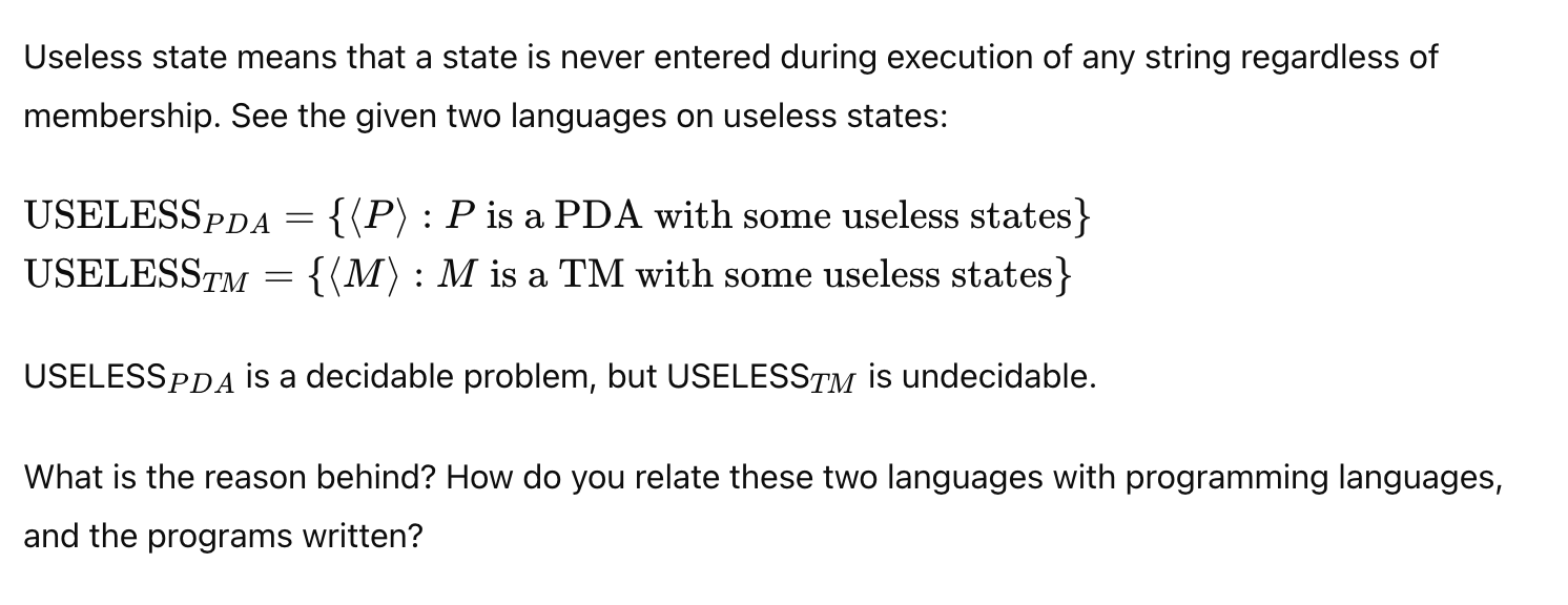 Solved Useless state means that a state is never entered | Chegg.com