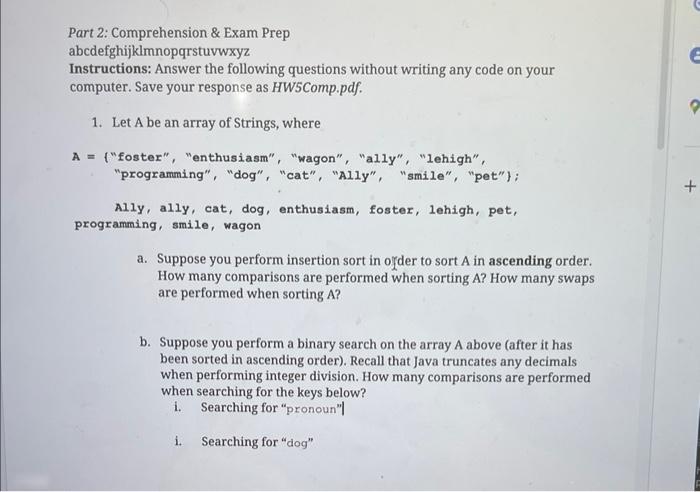 Solved Part 2: Comprehension \& Exam Prep | Chegg.com