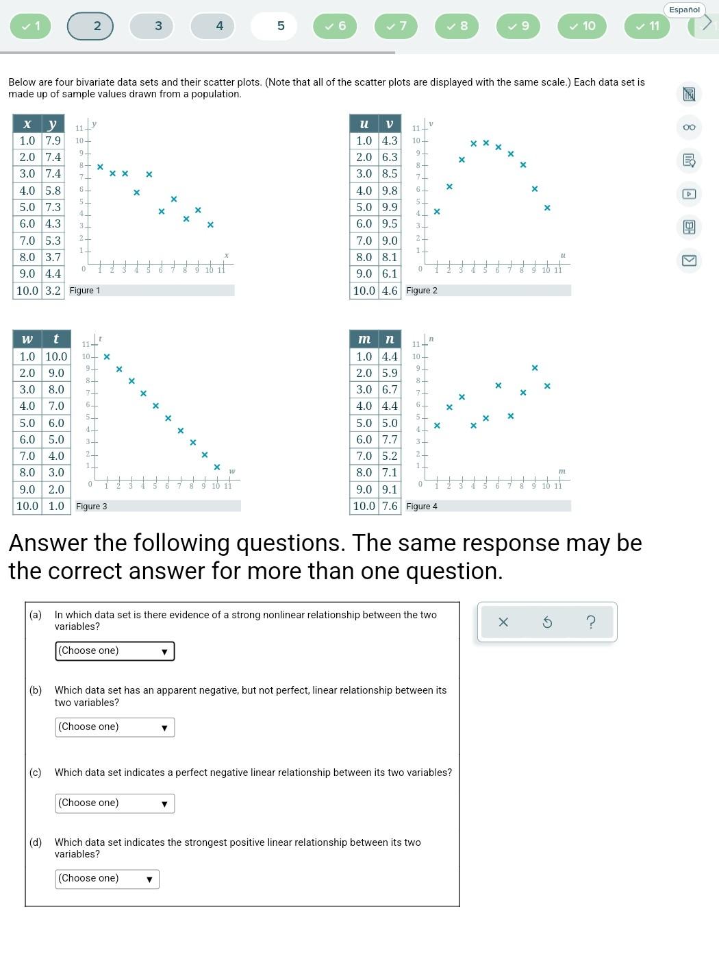 Solved X 2 3 5 6 8 9 10 11 Below are four bivariate | Chegg.com