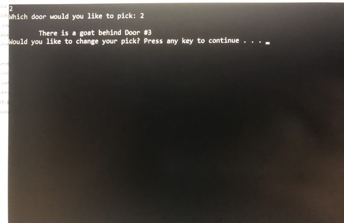 Solved This is a portion of my java code for the Monty Hall | Chegg.com