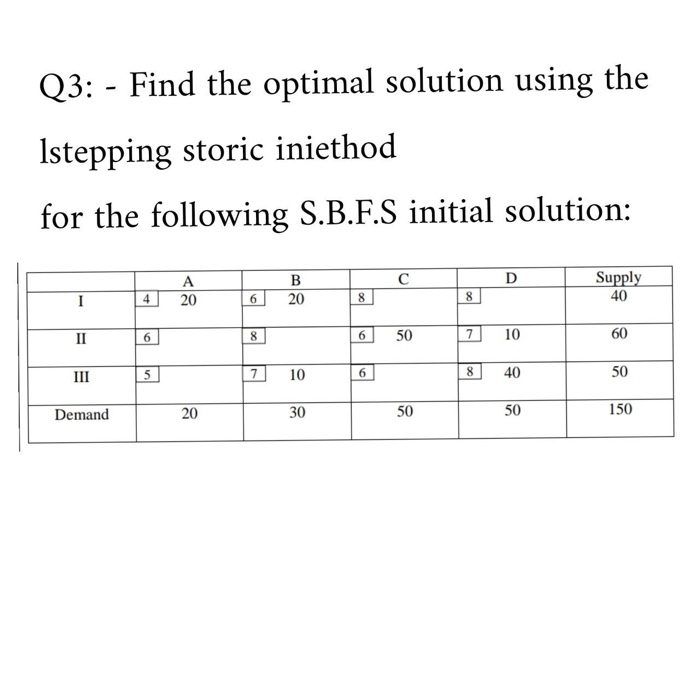 Solved Q3: - Find the optimal solution using the Istepping | Chegg.com