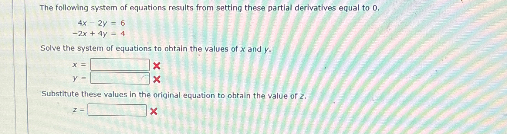 Solved The following system of equations results from | Chegg.com