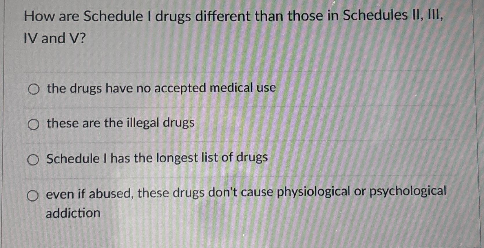 Solved How are Schedule I drugs different than those in | Chegg.com