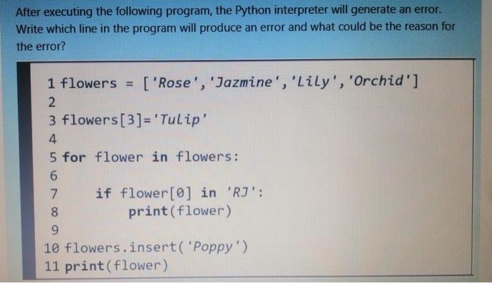 Solved After executing the following program, the Python | Chegg.com