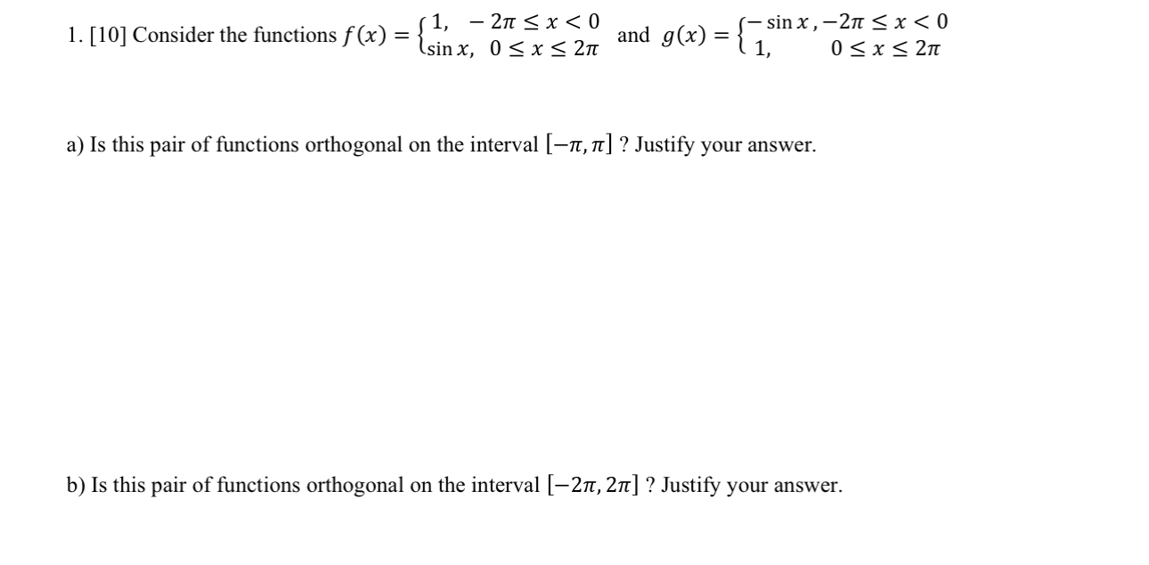 Solved [10] ﻿Consider the functions | Chegg.com
