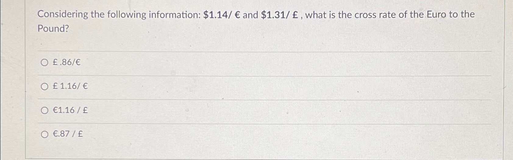 Solved Considering the following information: $1.14€ ﻿and | Chegg.com