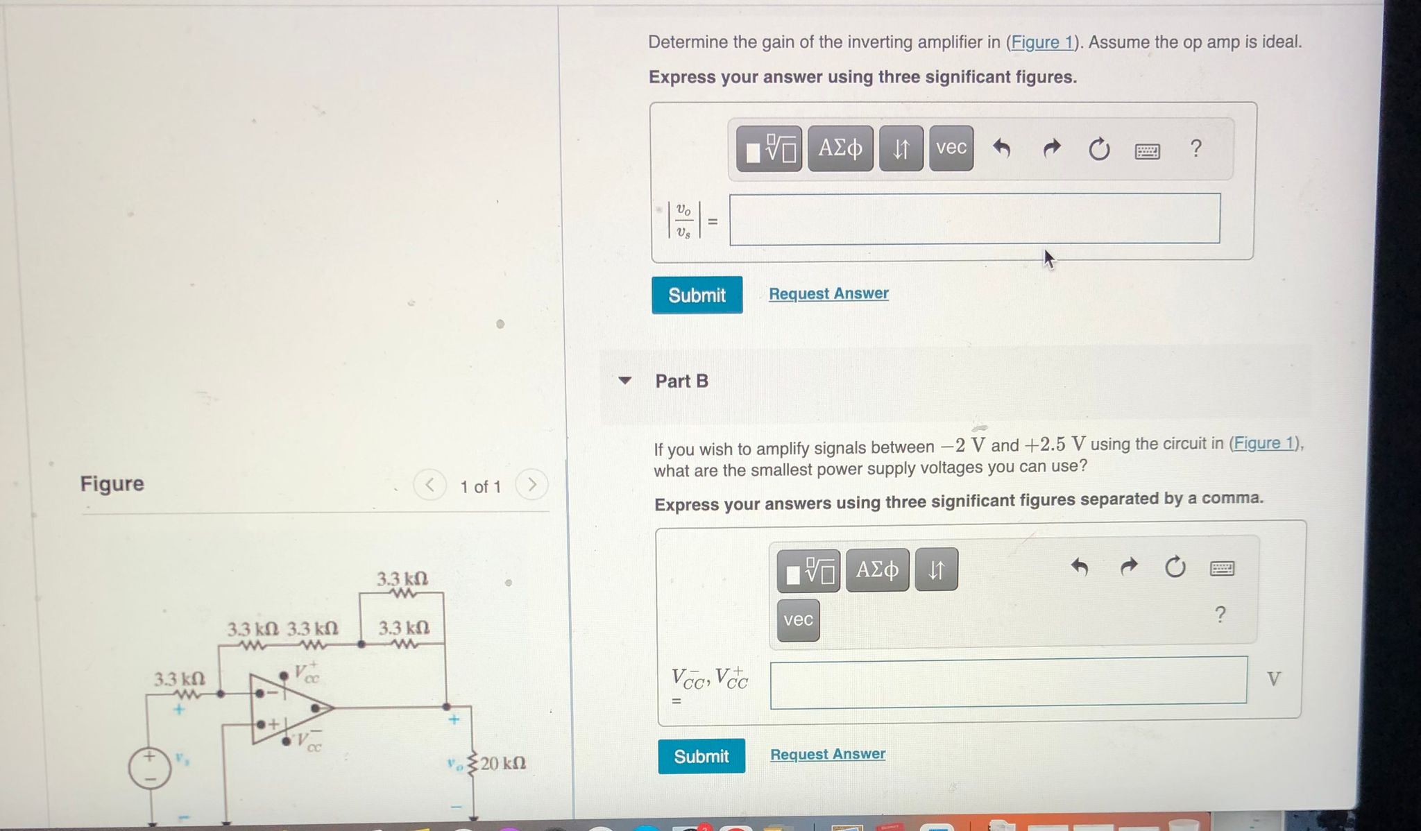 Solved Determine the gain of the inverting amplifier in | Chegg.com