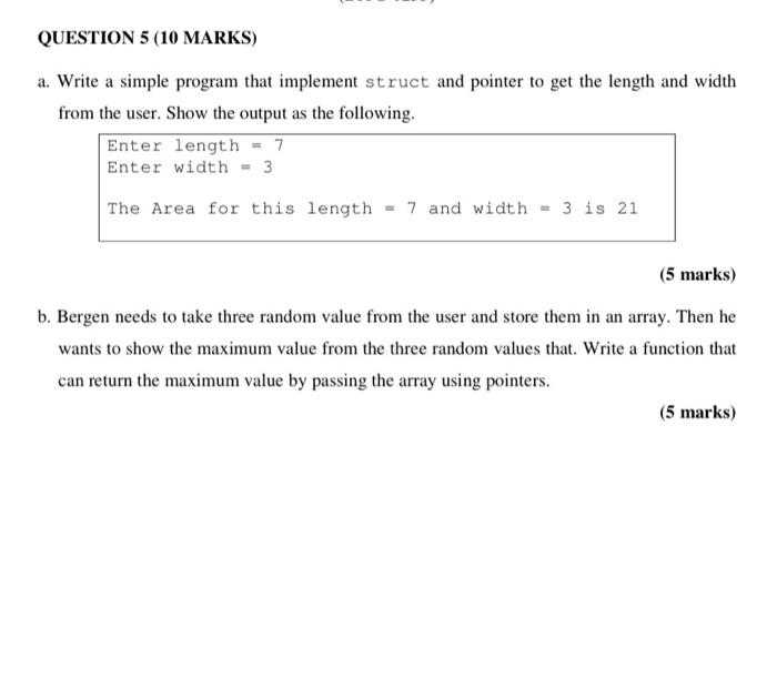Solved Question 5 10 Marks A Write A Simple Program That 6449