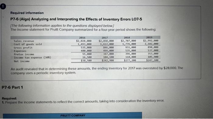 Solved Required information P7-6 (Algo) Analyzing and | Chegg.com