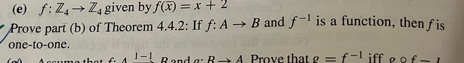 Solved If f:A→B ﻿and f-1 ﻿is a function, then f ﻿is | Chegg.com