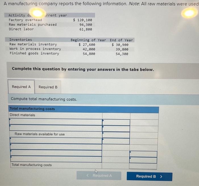 Solved A manufacturing company reports the following | Chegg.com Solved A manufacturing company reports the following | Chegg.com