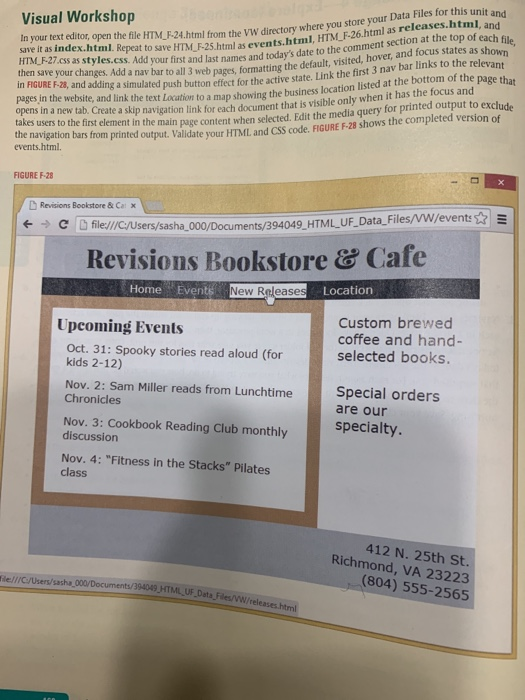 Solved Visual Workshop In your text editor, open the file | Chegg.com