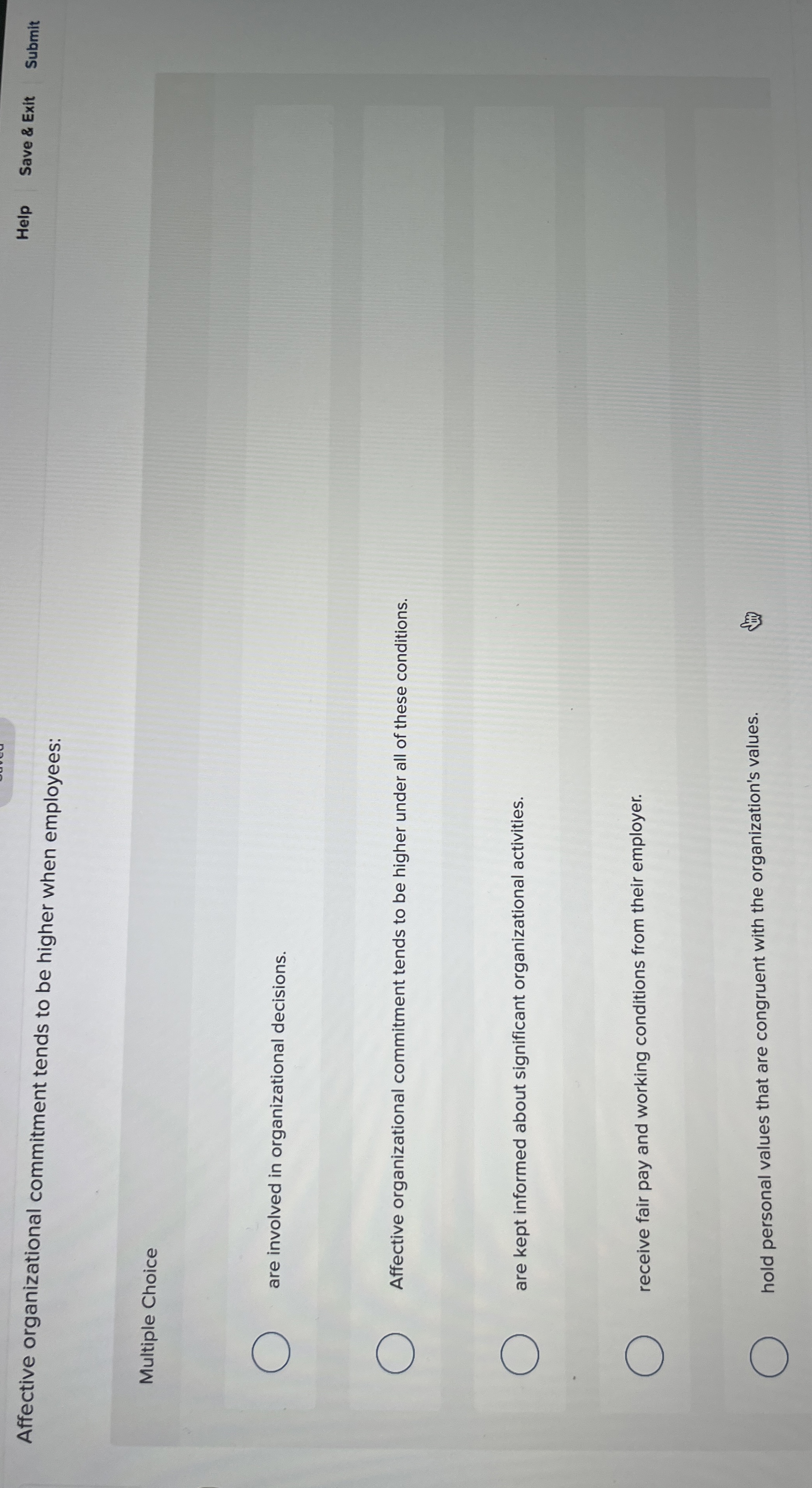 Solved Affective organizational commitment tends to be | Chegg.com