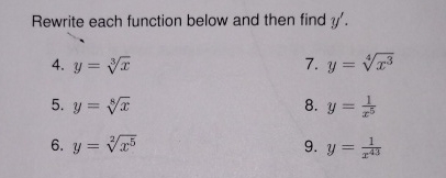 Solved Rewrite each function below and then find | Chegg.com