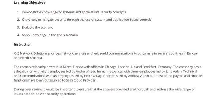 Solved Learning Objectives 1. Demonstrate knowledge of | Chegg.com
