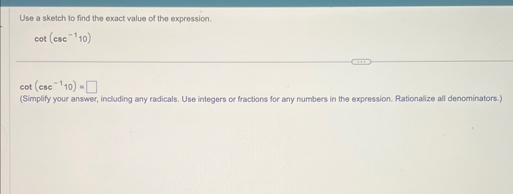 Solved Use A Sketch To Find The Exact Value Of The