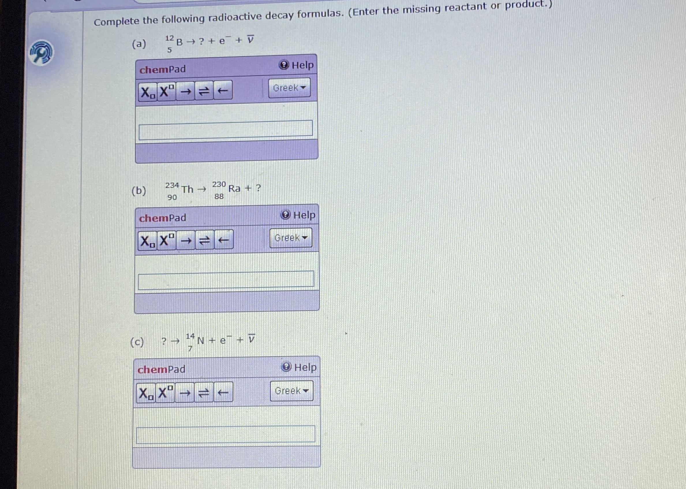 Solved Complete the following radioactive decay formulas. | Chegg.com