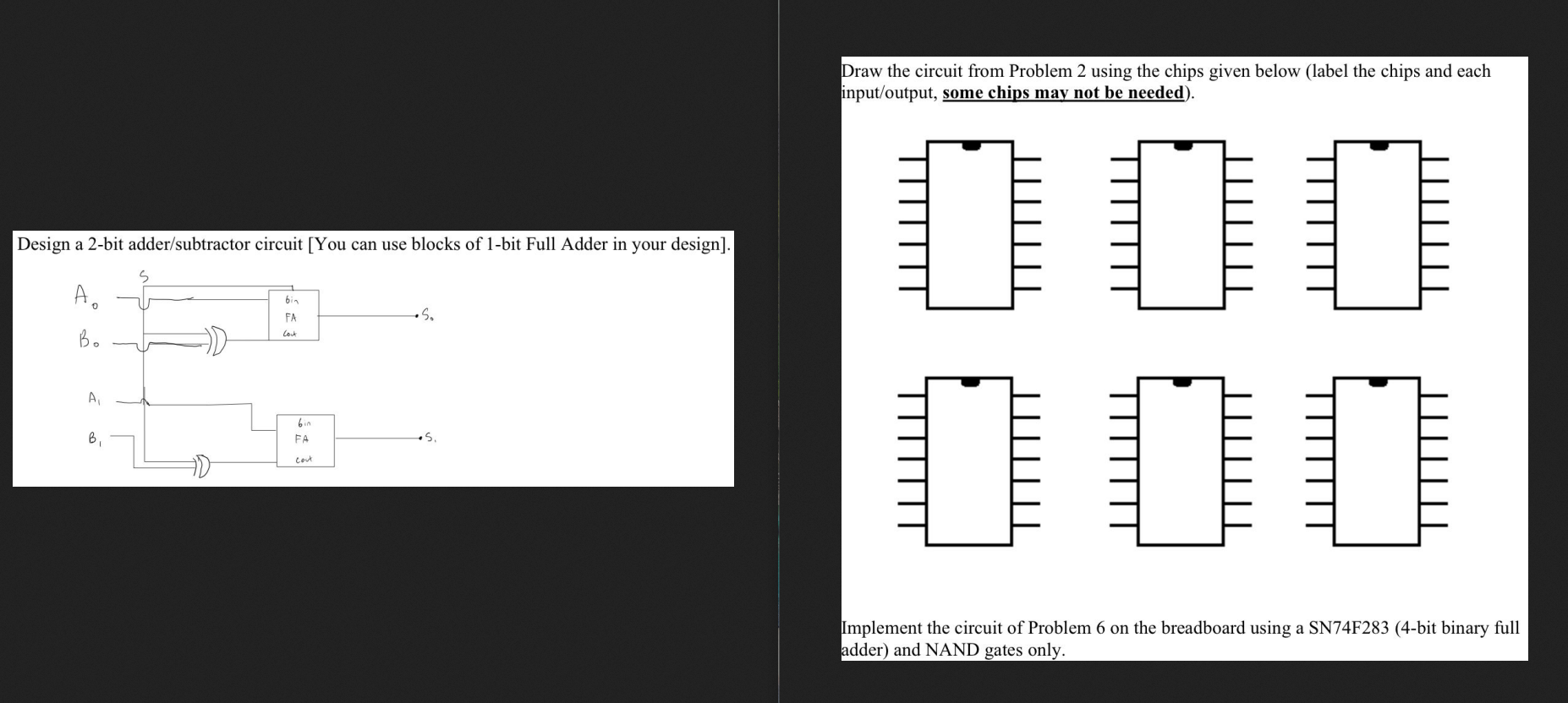 Draw the circuit from problem two using the chips | Chegg.com