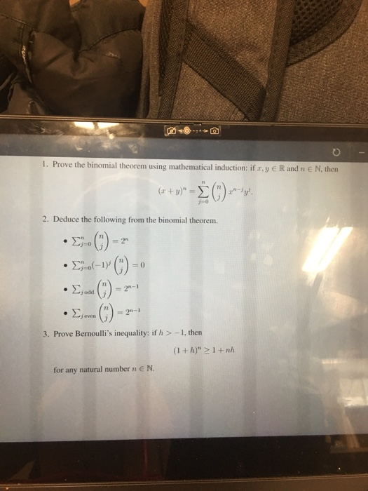 Solved 1. Prove the binomial theorem using mathematical | Chegg.com