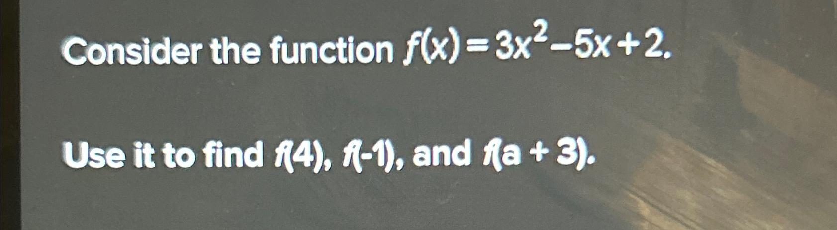 Solved Consider the function f(x)=3x2-5x+2Use it to find | Chegg.com