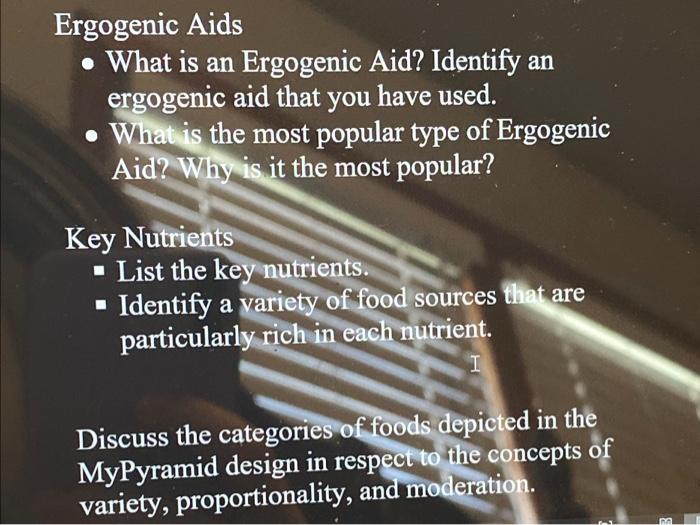 Solved Ergogenic Aids • What is an Ergogenic Aid? Identify | Chegg.com