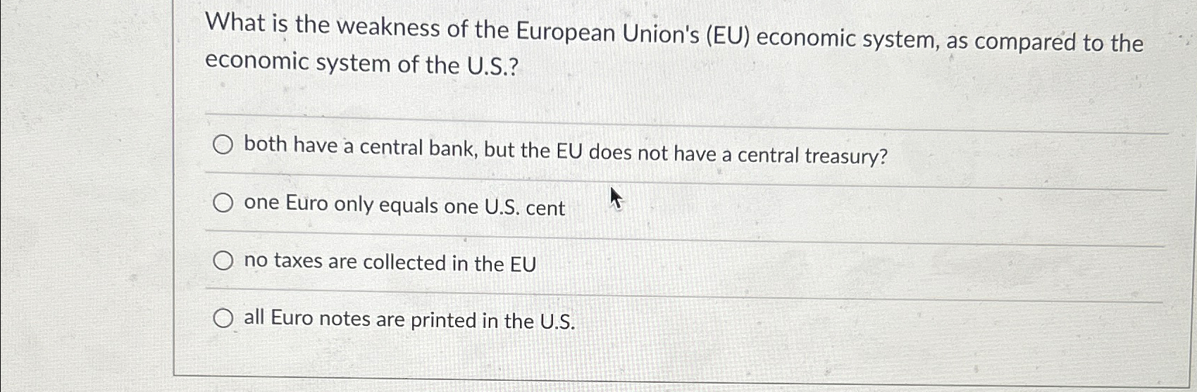 Solved What is the weakness of the European Union's (EU) | Chegg.com