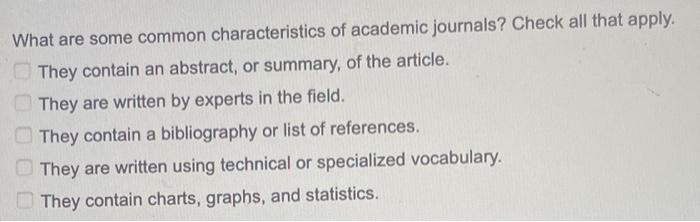 Solved What are some common characteristics of academic | Chegg.com